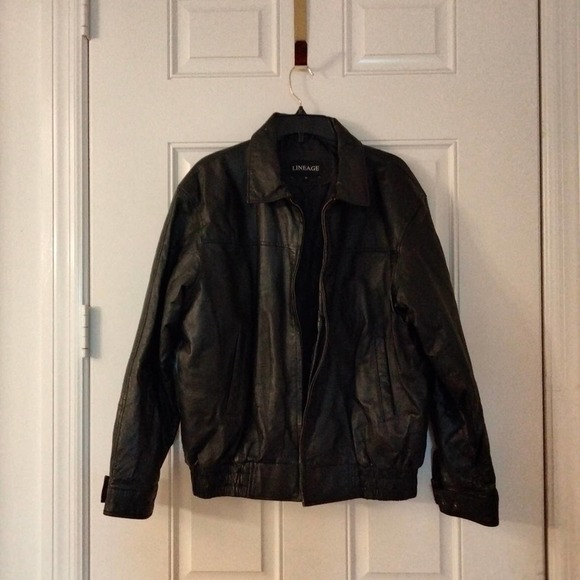Lineage | Jackets & Coats | Lineage Black Leather Bomber Jacket Men ...
